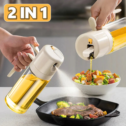 2 In 1 Oil Sprayer Bottle BBQ Cooking Oil Dispenser Olive Oil Pourers ...
